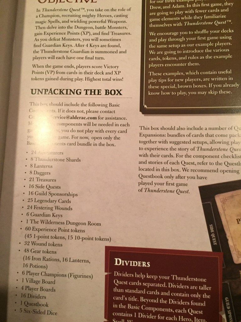 Review of Thunderstone Quest – Part I. The Unboxing and First ...